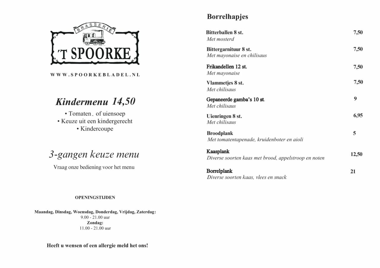 Menukaart menukaart